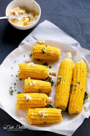 Garlic Butter Corn on the Cob - Cafe Delites