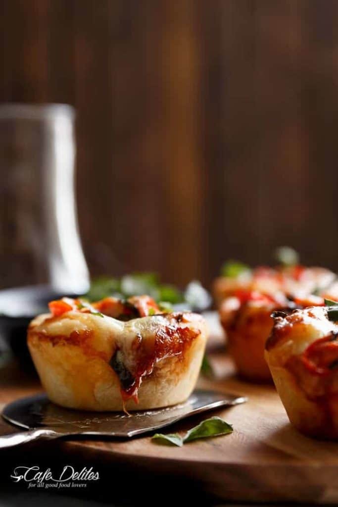 Mini Caprese Deep Dish Pizzas - Cafe Delites
