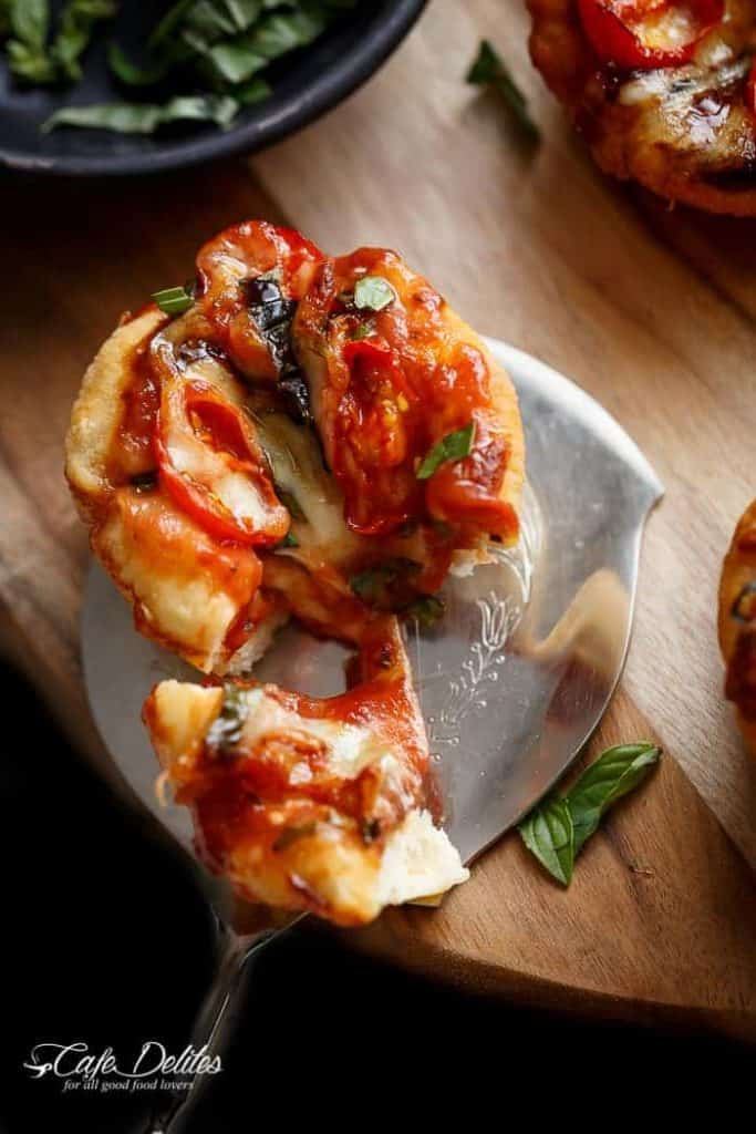 Mini Caprese Deep Dish Pizzas - Cafe Delites