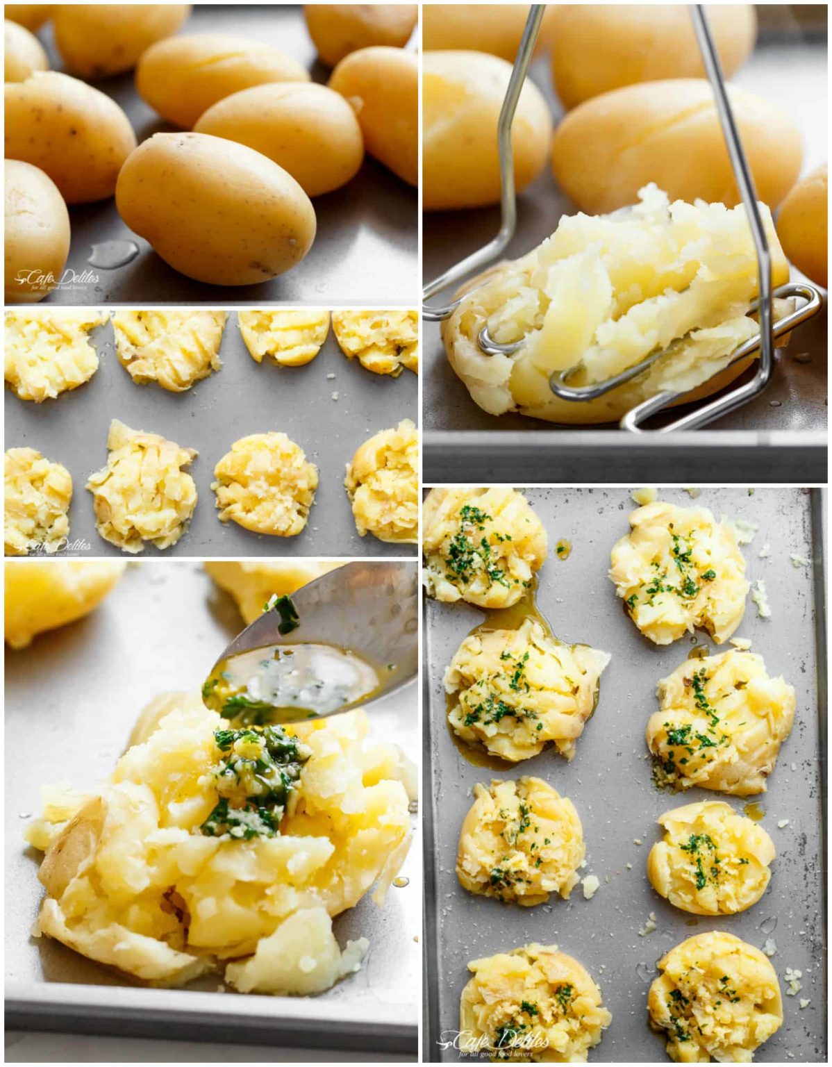 Crispy Garlic Butter Parmesan Smashed Potatoes