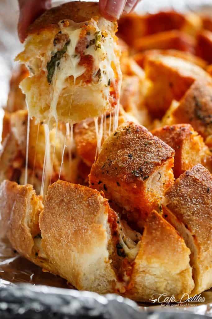 Garlic Butter Pull Apart Pizza Bread - Cafe Delites