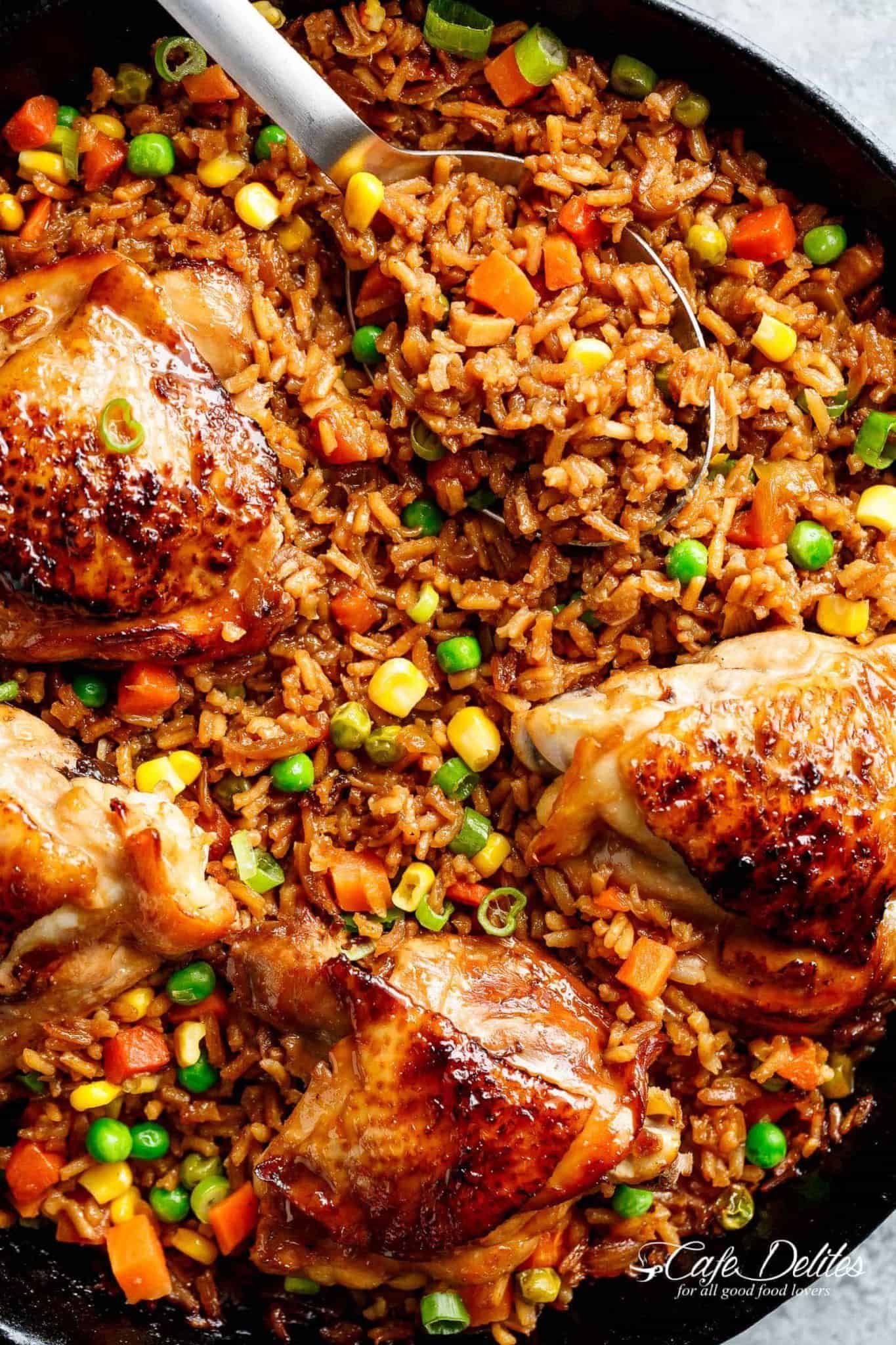 One Pan Asian Chicken and Rice - Cafe Delites