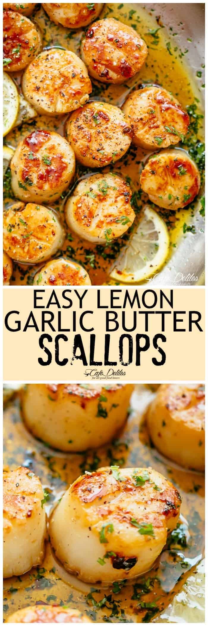 Lemon Garlic Butter Scallops - Cafe Delites