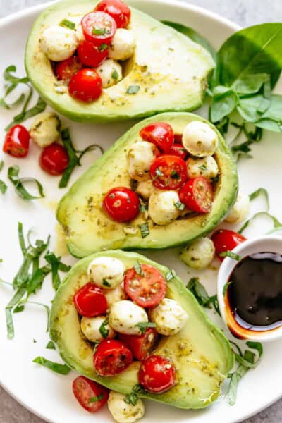 Caprese Stuffed Avocado - Cafe Delites