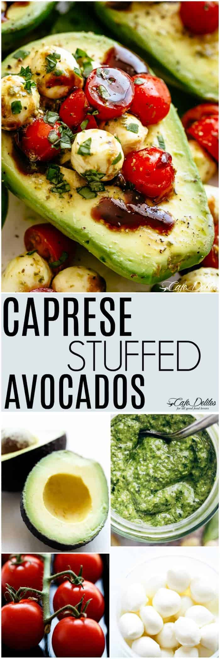 Caprese Stuffed Avocado - Cafe Delites