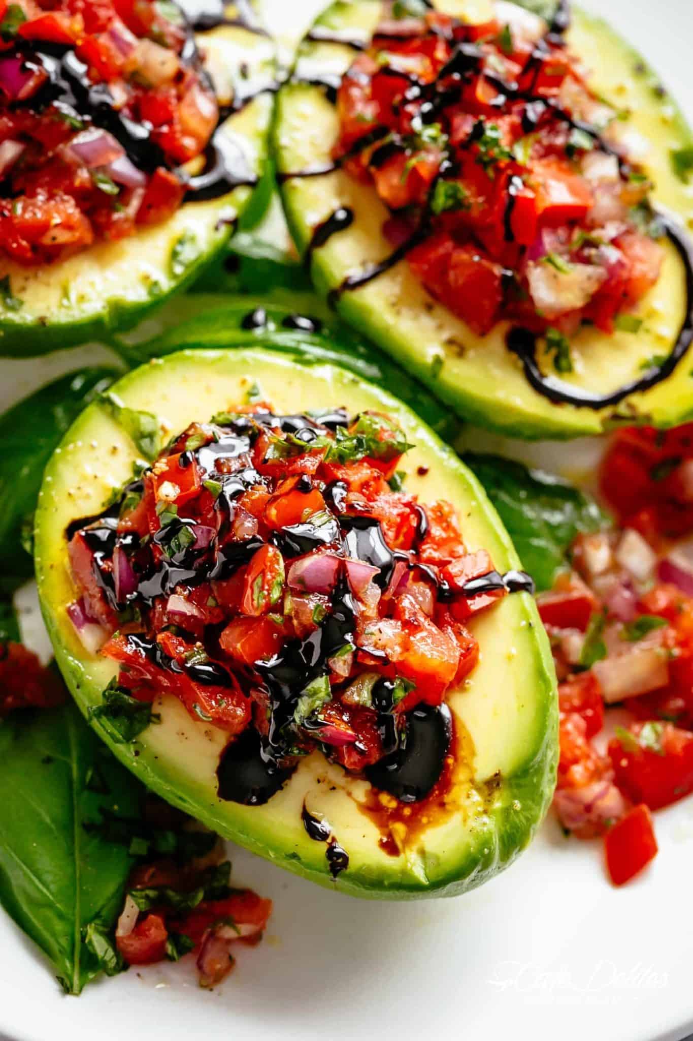Bruschetta Stuffed Avocados - Cafe Delites