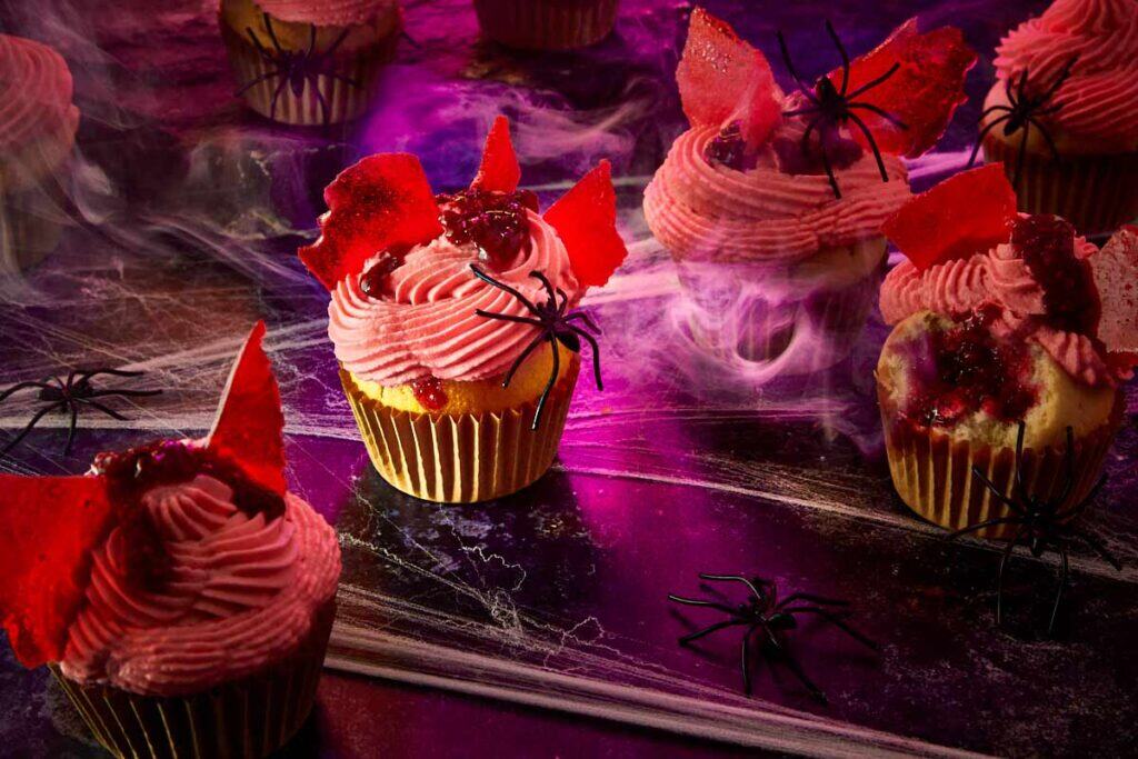Bloody Raspberry Muffins with Broken Glass Topping - Cafe Delites