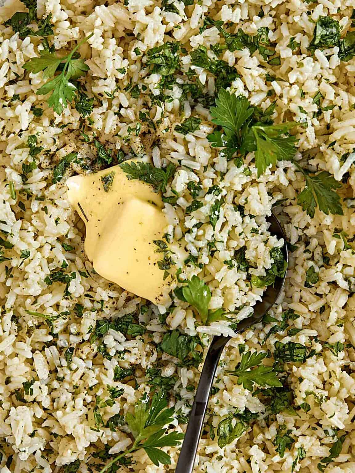 Easy Garlic Butter Rice - Cafe Delites