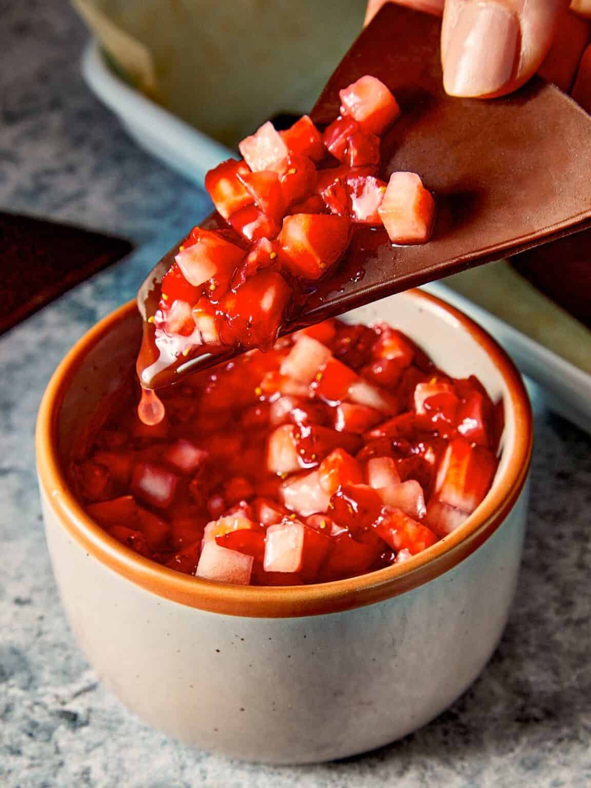 Strawberry salsa with chocolate chips. - Cafe Delites