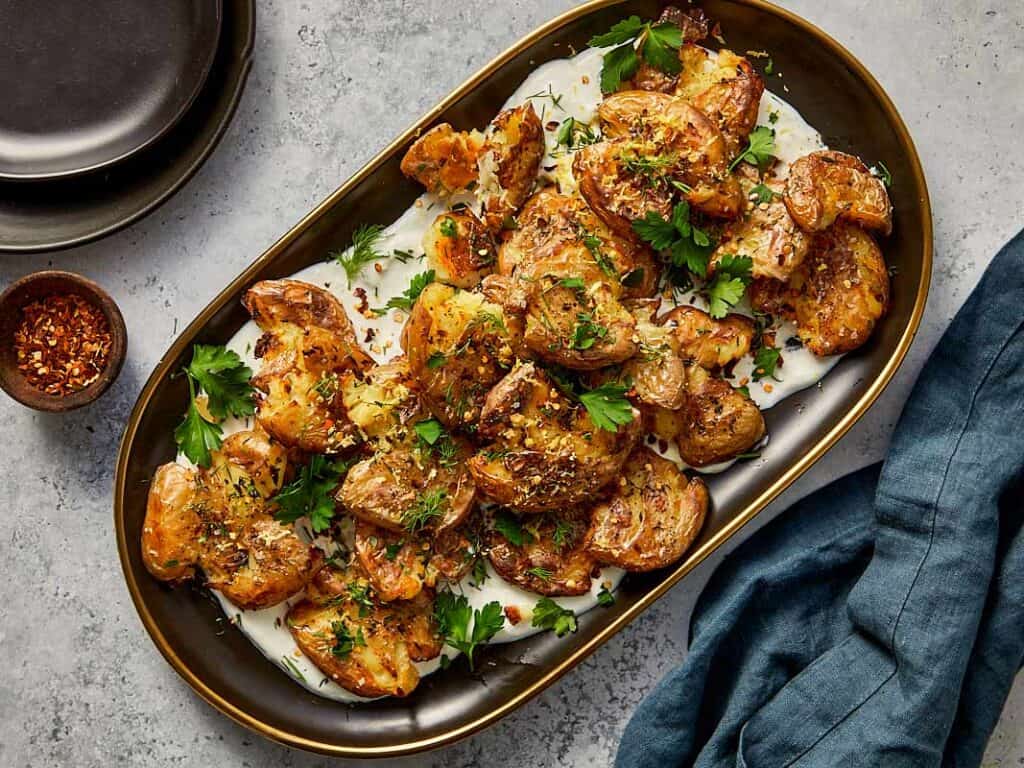 Crispy Smashed Potatoes (with Whipped Feta). - Cafe Delites