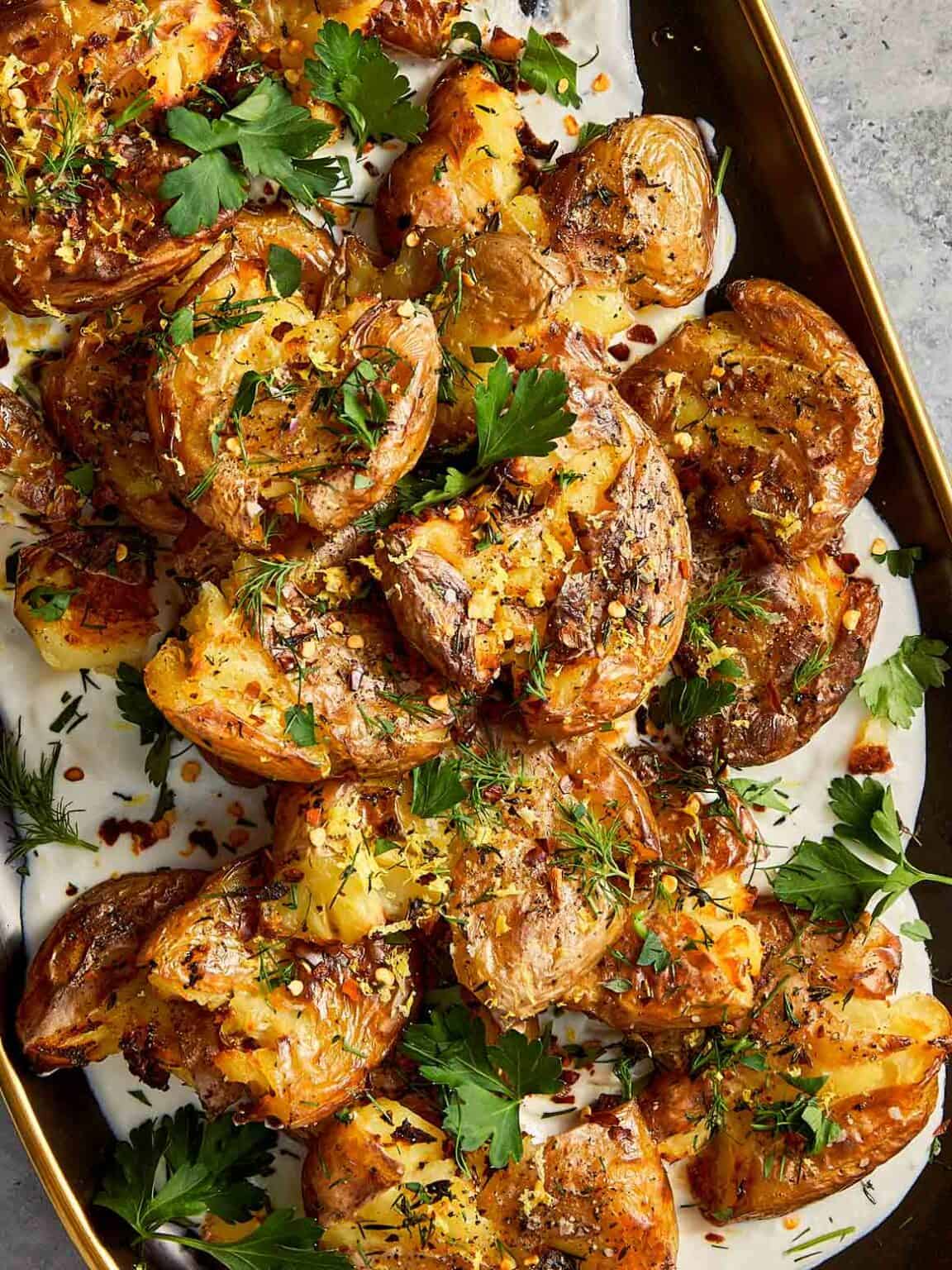 Crispy Smashed Potatoes (with Whipped Feta). - Cafe Delites